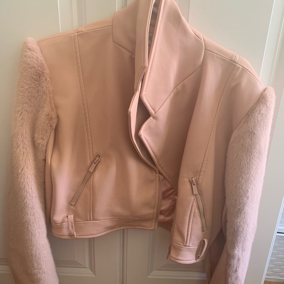 House of CB | Jackets & Coats | House Of Cb Nali Pale Pink Cropped ...